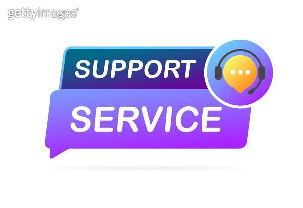 Support service sign. Flat, purple, support sign, support service ...