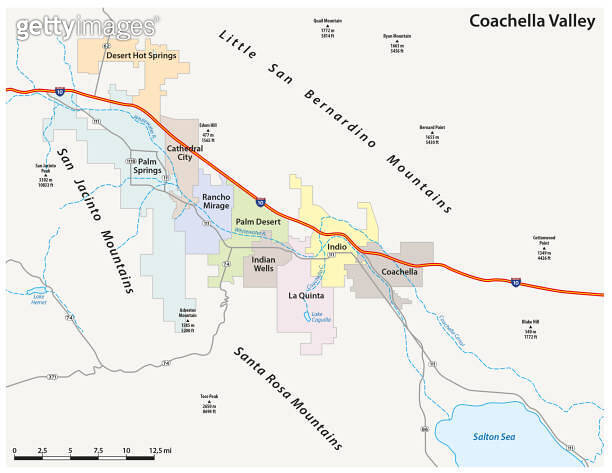 vector road map of the Coachella Valley in Riverside County, California ...