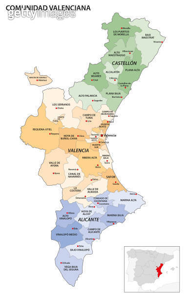 Administrative map of the regions of the Spanish Autonomous Community ...
