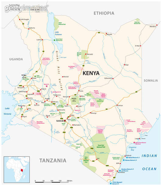 kenya road, national park and national reserve map 이미지 (1459897208 ...
