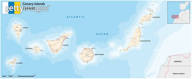 road map of the spanish archipelago of the canary islands (1469189985 ...