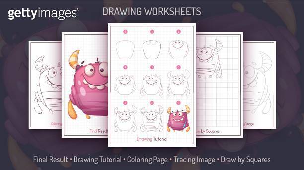 How to Draw a Monster. Step by Step Drawing Tutorial. Draw Guide ...