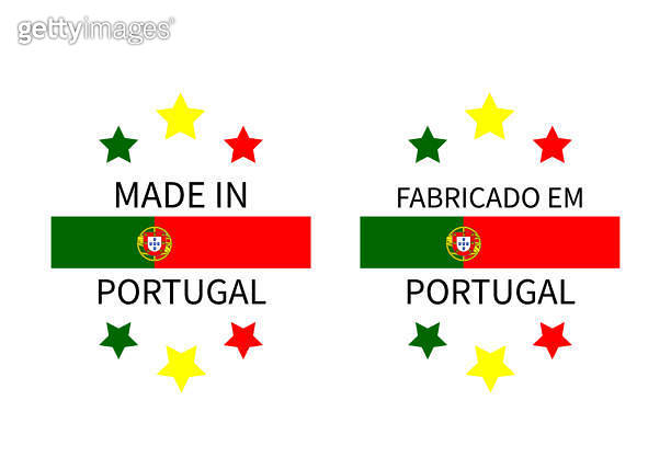 Made in Portugal labels in English and in Portuguese languages. Quality ...