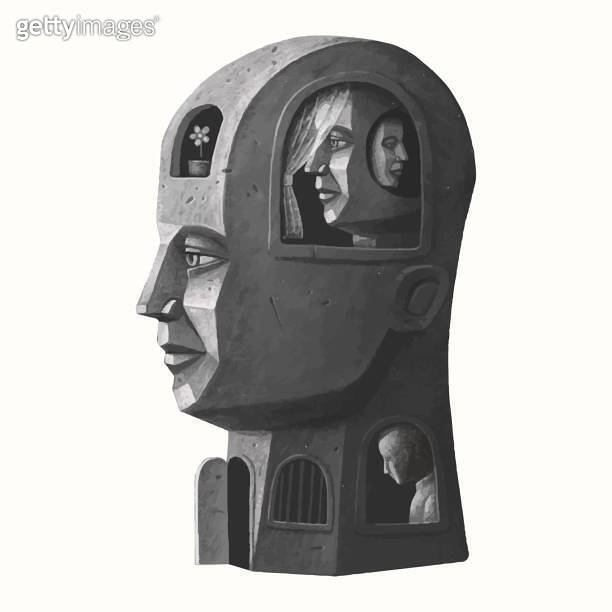 Mental health, Conceptual artwork. Concept art of mild, brain ...