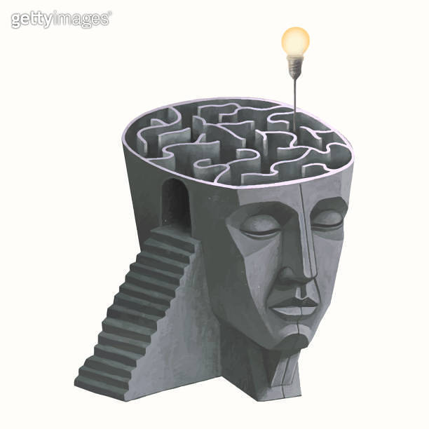 Mental health, Conceptual artwork. Concept art of mild, brain ...