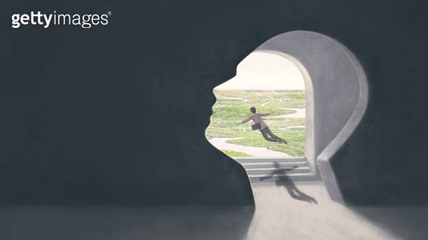 Mental health, Conceptual artwork. Concept art of mild, brain ...