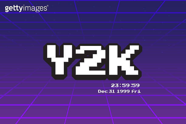 Y2K text on retro technology background.Y2K bug concept. (1796735699 ...