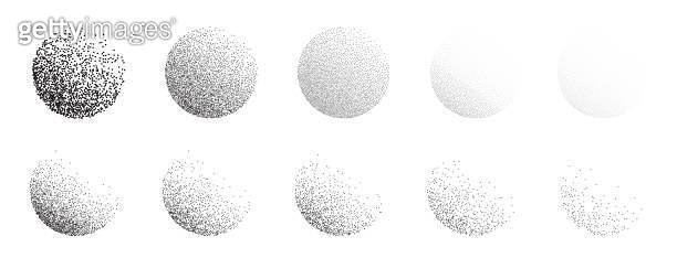 Dotwork grain noise gradient circles. Pointillism gradient pattern ...