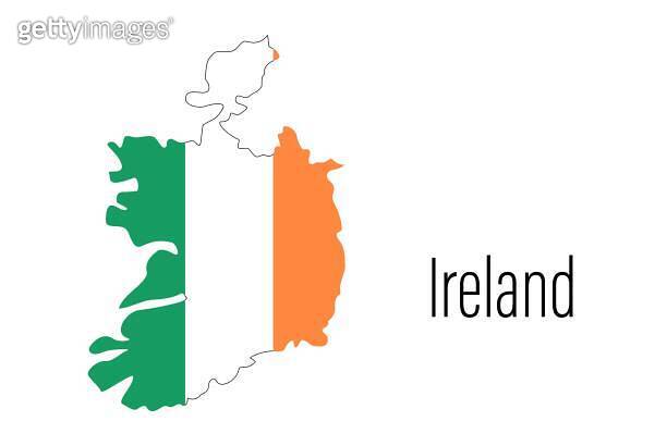 Ireland country contour map with flag. Map silhouette of Ireland. EU ...