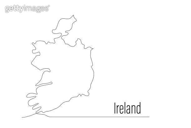 Ireland map single continuous line drawing. Country one line Irish ...