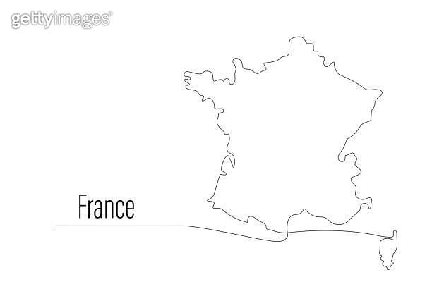 France map one continuous line drawing. Country single line contour map ...
