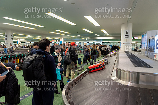 Haneda International Airport Tokyo. Luggage Belt, Baggage carousel ...
