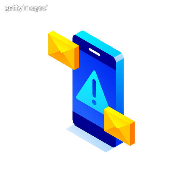 Vector Illustration of Alert Message Isometric Icon and Three ...