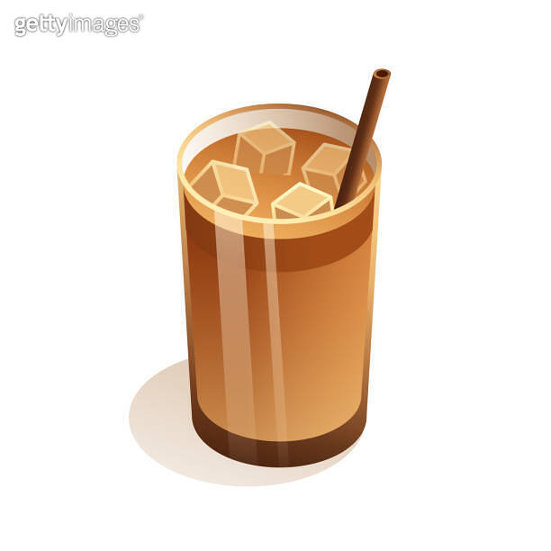 Vector Illustration of Iced Coffee Isometric Icon and Three Dimensional ...