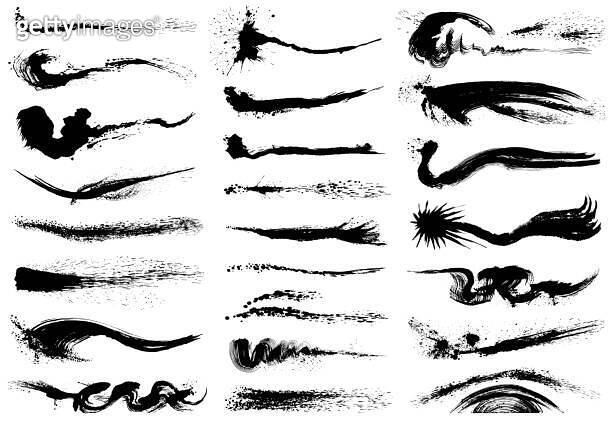 Set of sea spray illustrations. brush stroke waves. (1503709869) - 게티이미지뱅크