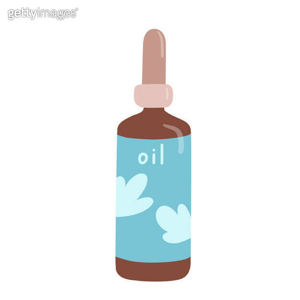 Skin care product, oil. Flat cartoon cosmetic color hand drawn ...