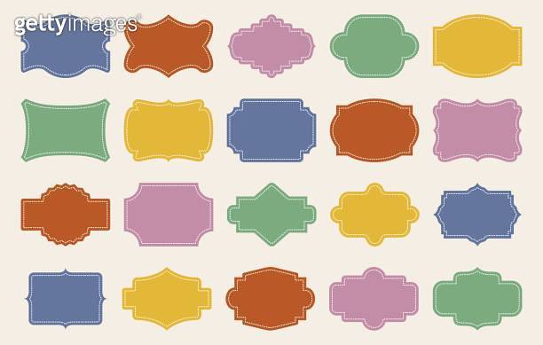 Empty blank frames set. Decorative retro blank shapes. Vintage emblem ...
