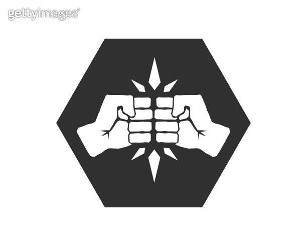 Hands fist bumb icon symbol shape. Friendship revolution logo sign ...