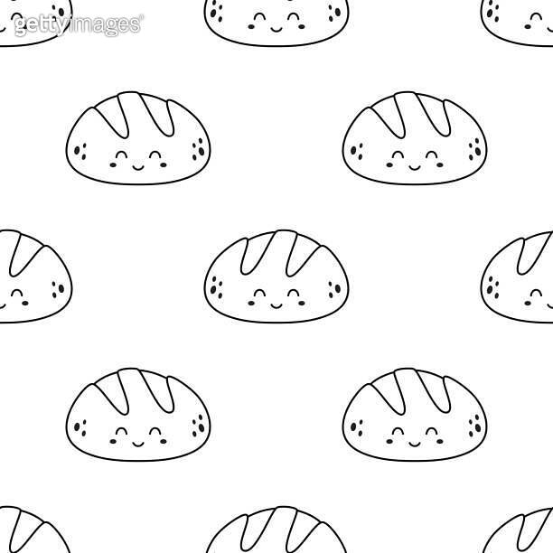cartoon seamless pattern of outline rye bread 이미지 (1695576942) - 게티이미지뱅크