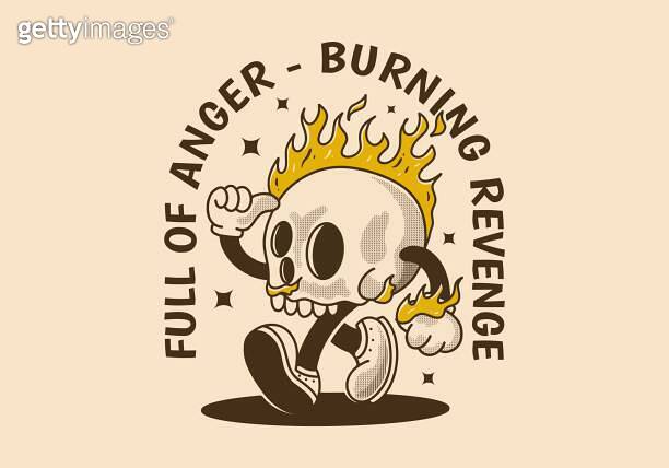 Full of anger, burning revenge. Mascot character illustration of ...