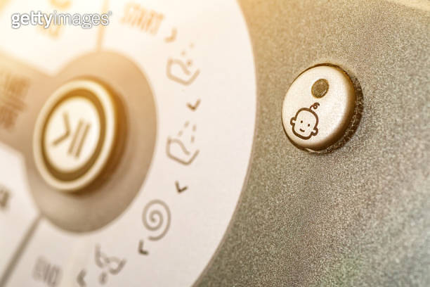 Washing machine.Modern washing machine front panel with display.Knob ...