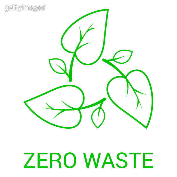 Zero waste green curved leaves ecology save line logo minimal symbol ...