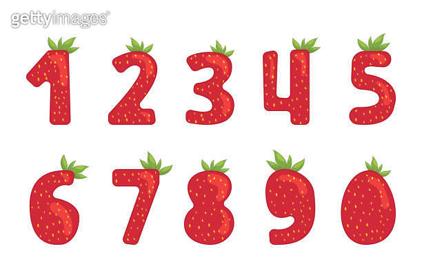 Strawberry numbers with green leaves for mathematic algebra counting ...