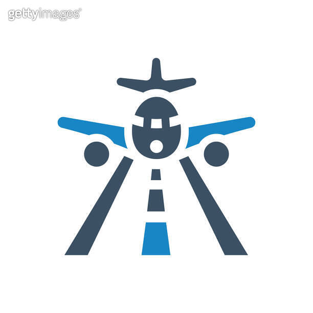 airplane Landing icon or Airport plane arrival and departure icons on a ...