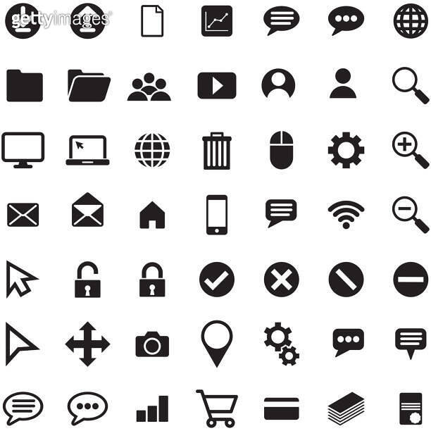 Collection of digital technology icons for print and digital ...