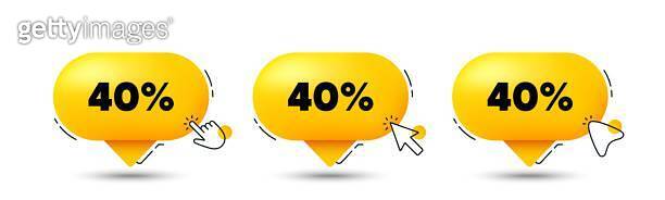 40 percent off sale. Discount offer price sign. Click here buttons ...