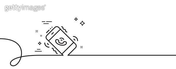 Call center service line icon. Phone support sign. Continuous line with ... Call center service line icon. Phone support sign. Continuous line with ...