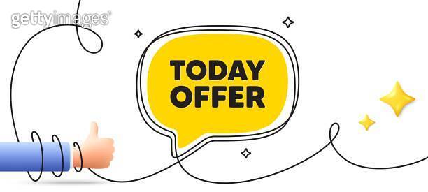 Today offer symbol. Special sale price sign. Continuous line art banner ...
