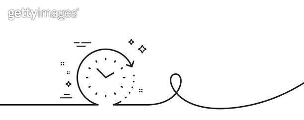 Time change line icon. Clock sign. Watch. Continuous line with curl ...