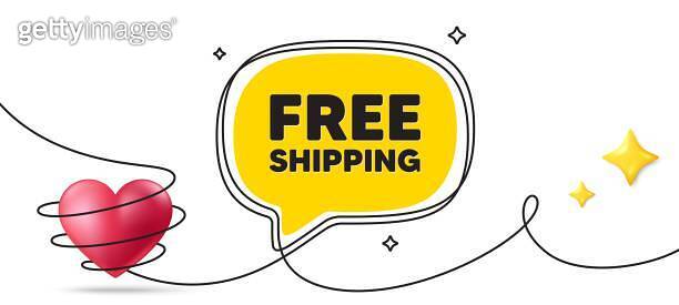Free shipping tag. Delivery included sign. Continuous line art banner ...