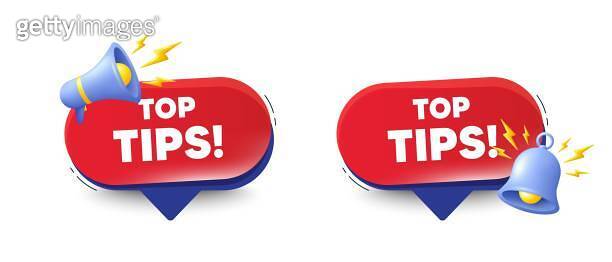 Top tips symbol. Education faq sign. Red speech bubbles. Vector ...