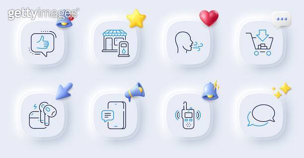 Phone message, Messenger and Headset line icons. For web app, printing. Vector 이미지 (1601862184 ...