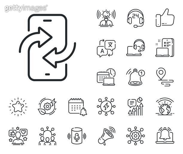 Phone transfer line icon. Smartphone app sign. Place location ...