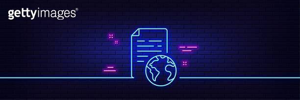Internet document line icon. Doc file page sign. Neon light glow effect. Vector 이미지 (1470010107 ...