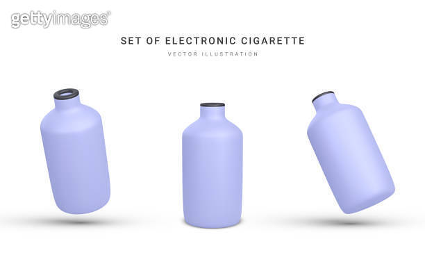 Set of 3d realistic disposable electronic cigarette isolated on white background. Modern smoking ...