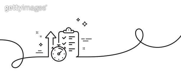 Timer line icon. Stopwatch time results sign. Continuous line with curl. Vector 이미지 (1486854164 ...