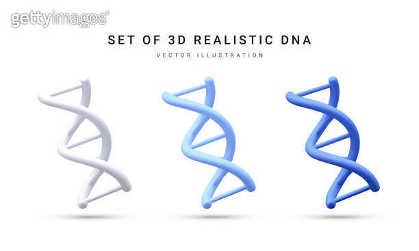 Set of 3d realistic medical spiral genetic dna for molecular chemistry ...