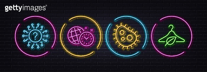 Question mark, Time management and Bacteria minimal line icons. For web ...