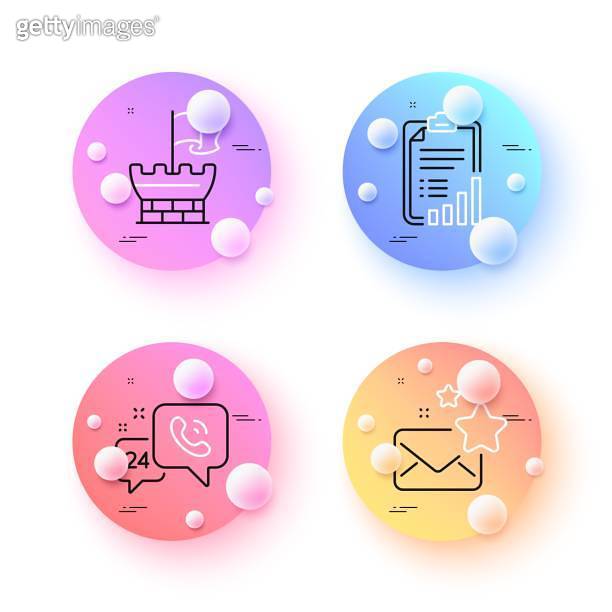 Shield, Checklist and 24h service minimal line icons. For web application, printing. Vector ...