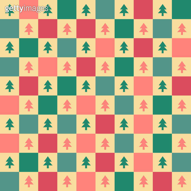 Cute retro vintage Christmas Checkerboard Y2K seamless pattern vector ...