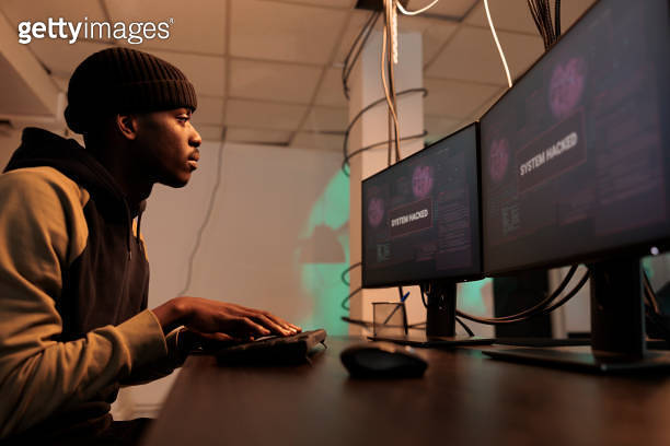 Hacker Cyberattack Data Breach Man Coding Password Hacking Software 1529