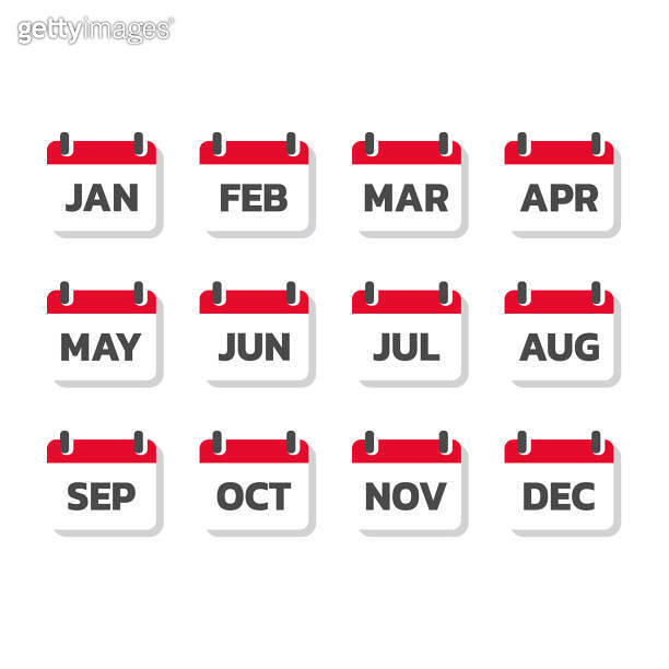 Calendar with months colorful vector icon set 이미지 (1712924056) - 게티이미지뱅크