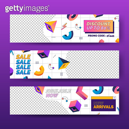 Retro 90's Geometric Shape Banner Template Collection with Colorful ...