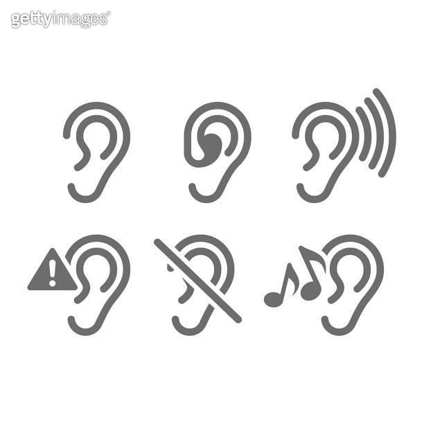 Ear and hearing aid vector icon set 이미지 (1696978774) - 게티이미지뱅크