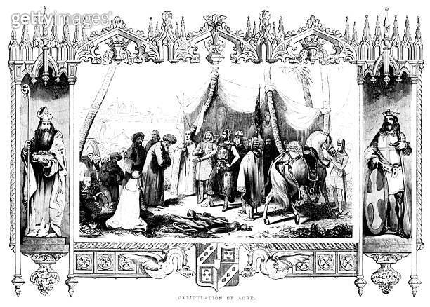 Crusaders Lay Down Arms at Acre after Muslim Victory, Medieval European ...