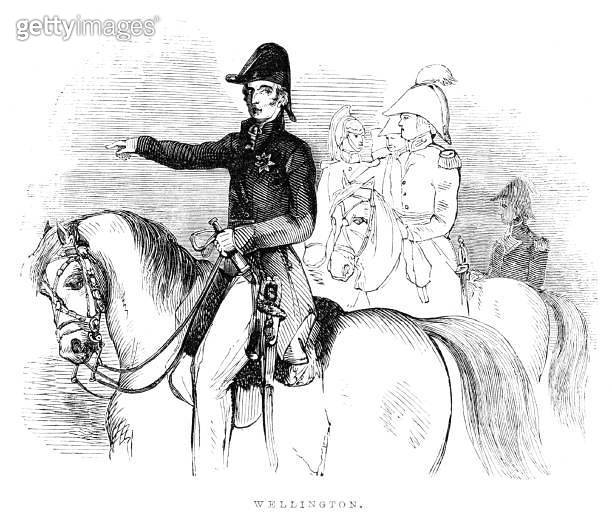Arthur Wellesley Duke of Wellington on Horseback at Waterloo, Belgium ...